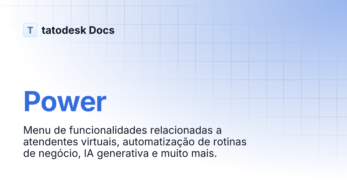 Power | tatodesk Docs